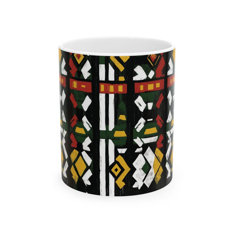 African Themed Ceramic Mug, Ethnic Design Cup, Kitchen Decor, Coffee ...