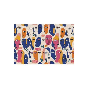 Abstract Faces Outdoor Rug, Modern Home Decor, Patio Decor, Garden Rug ...