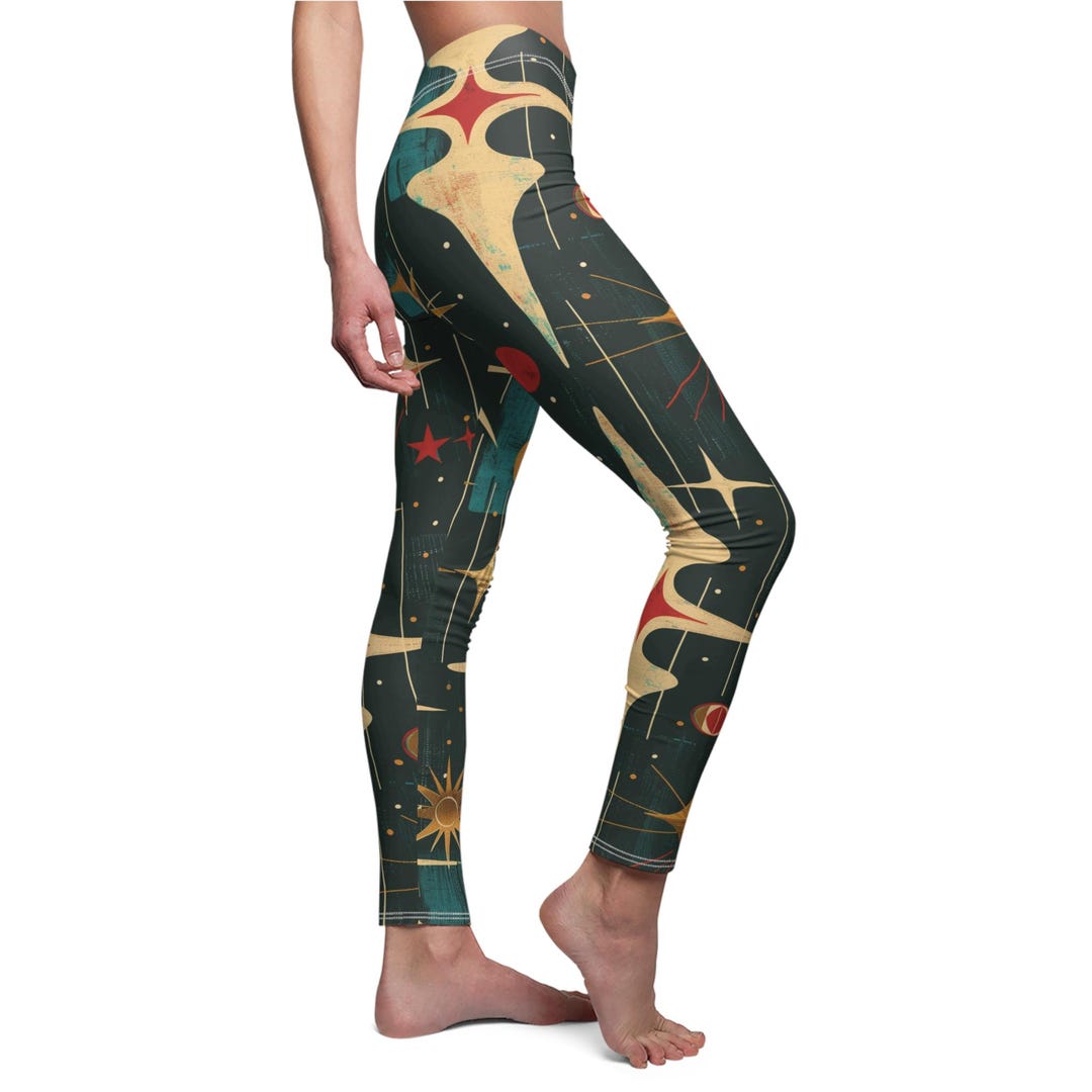 Retro 60's Style Mid-century Modern Women's Leggings, Luxurious Yoga ...