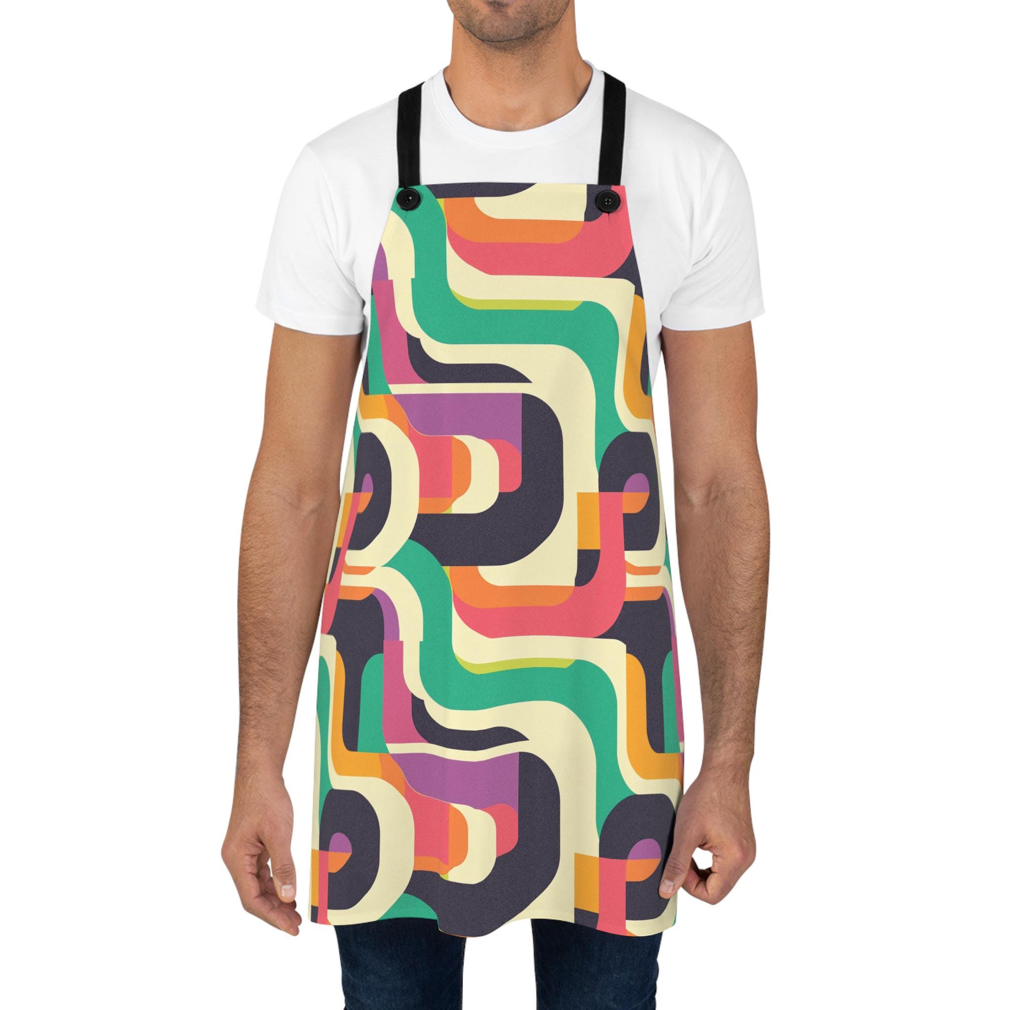 Retro Lines Apron, Pop Art Pattern Cooking Apron, Gift for Cook or ...