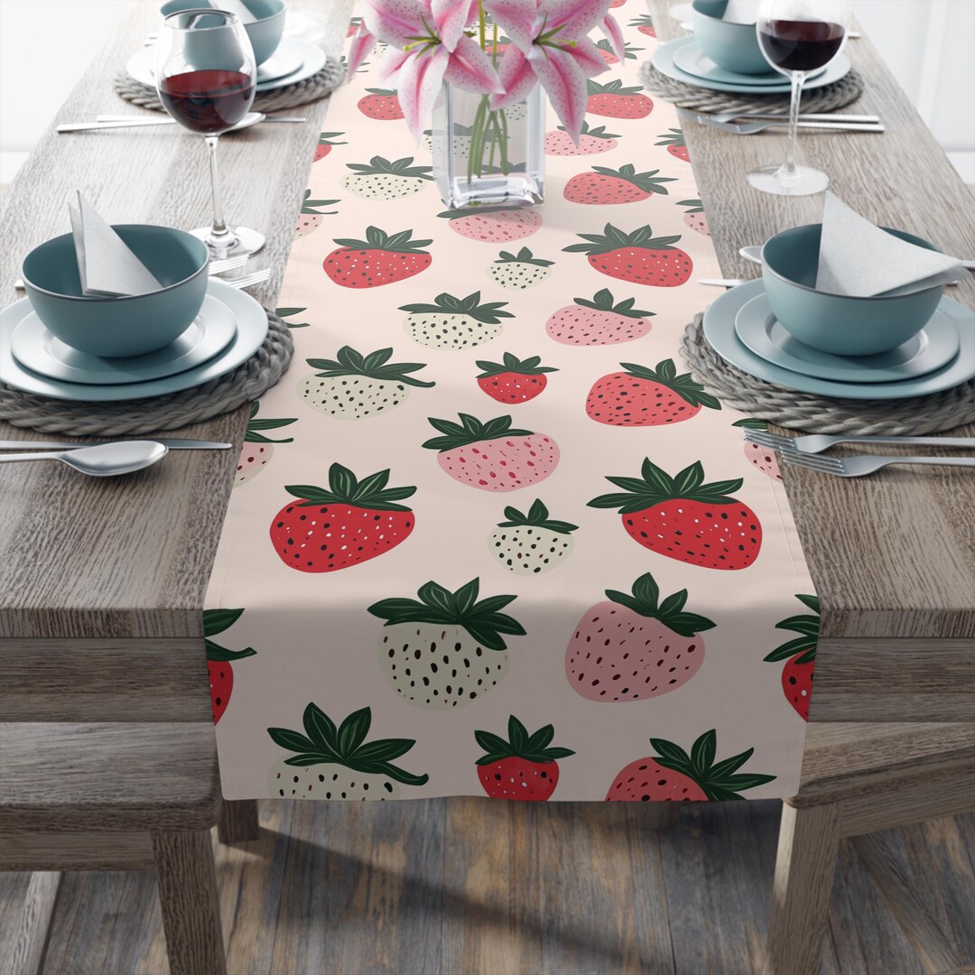 Strawberry Table Runner, Strawberry Party Decor, Girls Berry Table Runner, Fruit Table Linens - Etsy