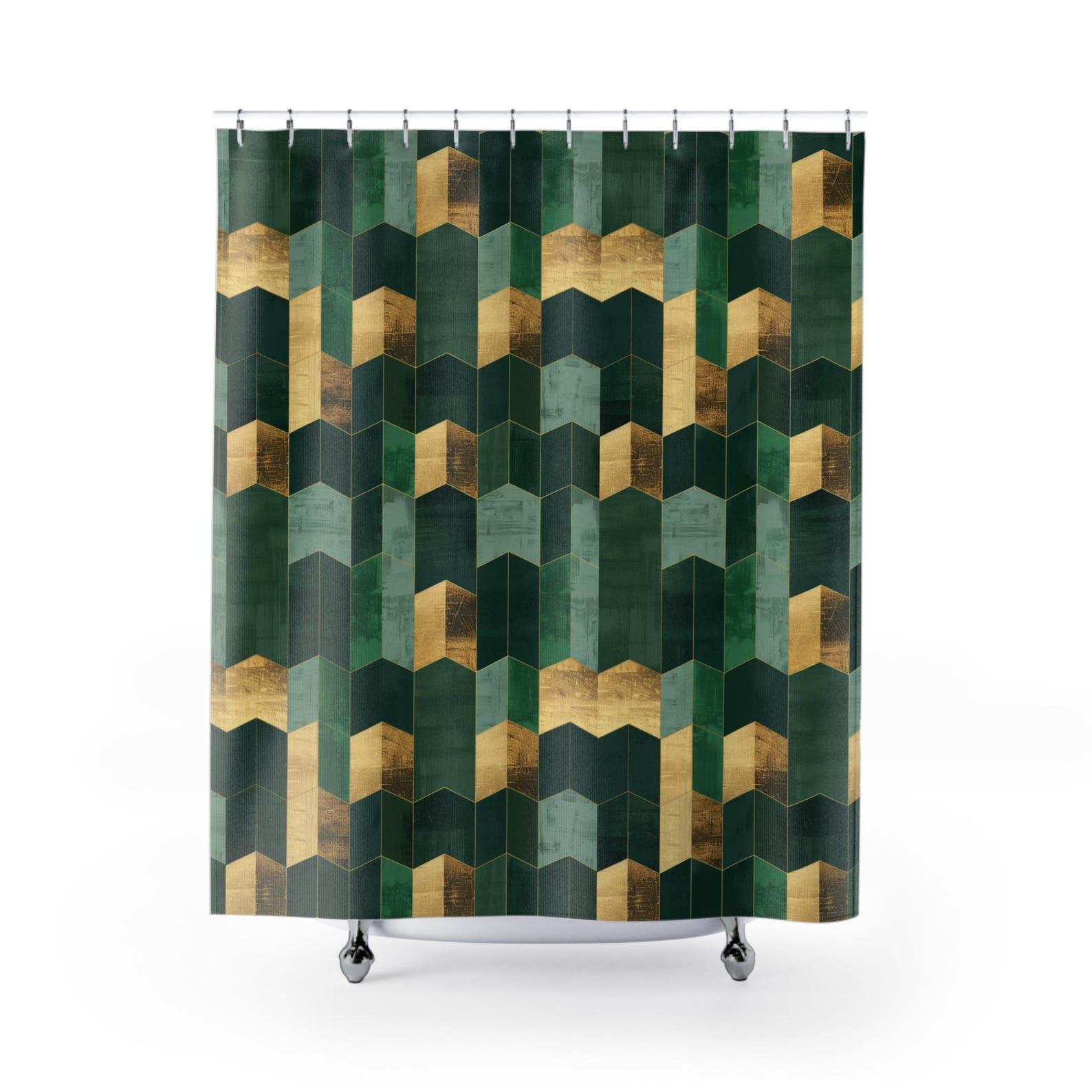 Green and Gold Emerald Shower Curtain, Bathroom Decor - Etsy