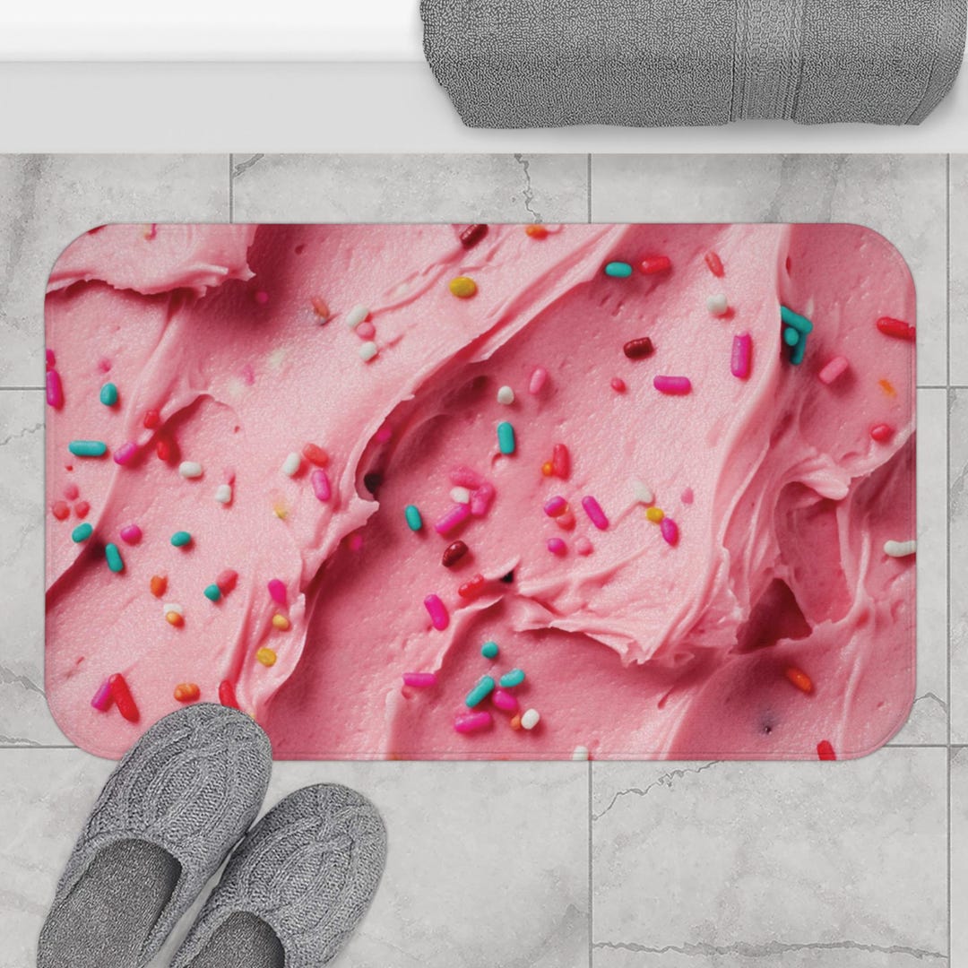 Pink Frosting and Sprinkles Bath Mat, Non-slip Shower Rug - Etsy