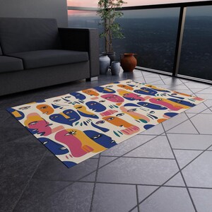 Abstract Faces Outdoor Rug, Modern Home Decor, Patio Decor, Garden Rug ...