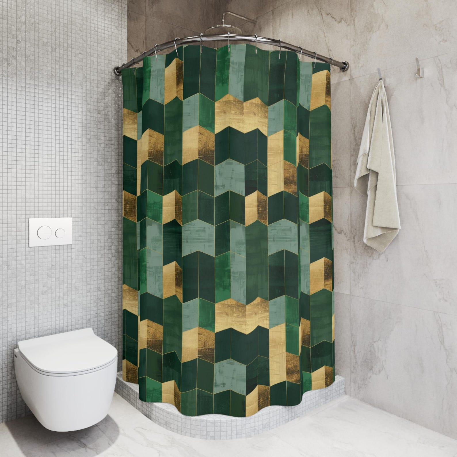 Green and Gold Emerald Shower Curtain, Bathroom Decor - Etsy