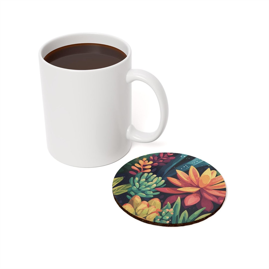 Colorful Succulents Drink Coaster - Etsy