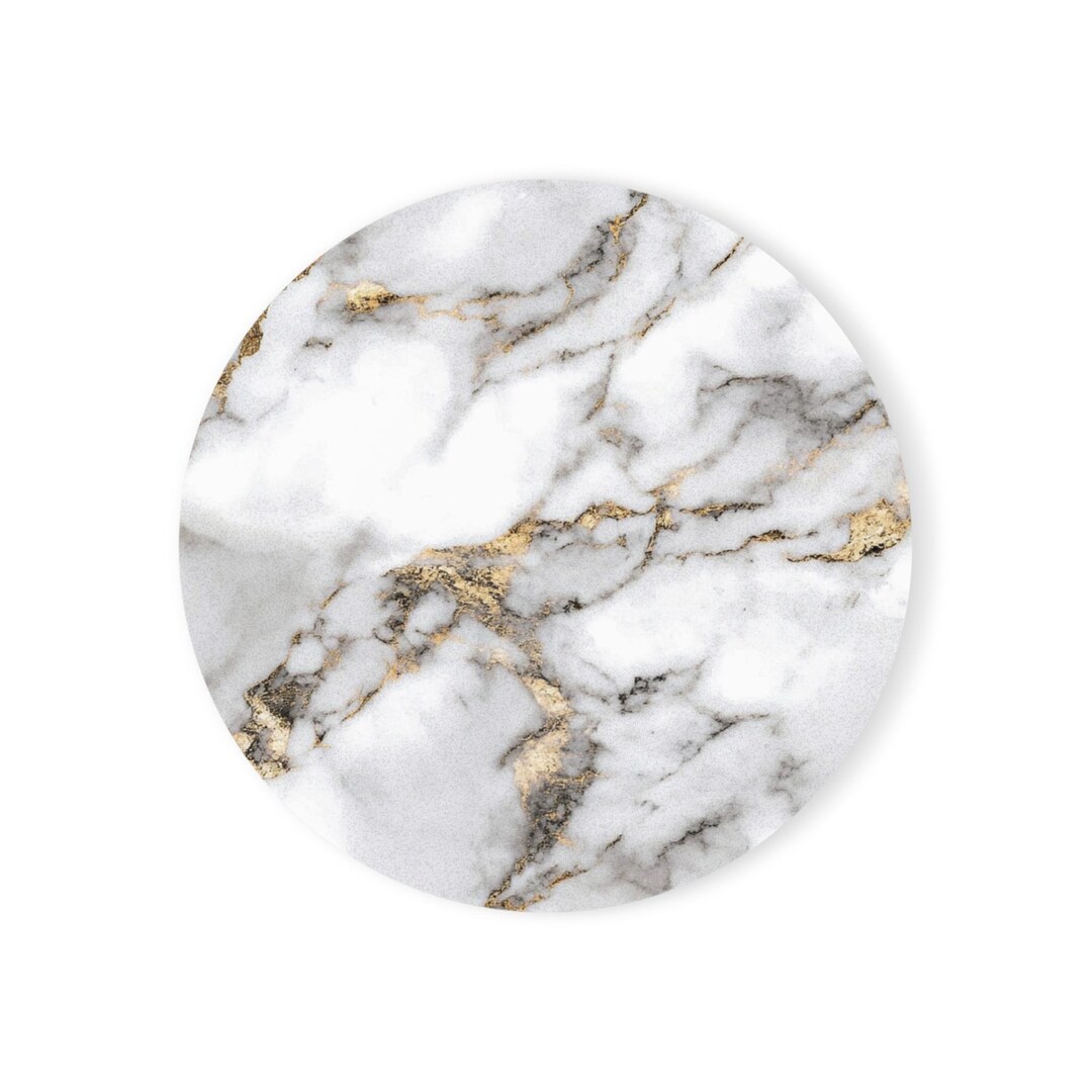 White and Gold Marble Drink Coaster, Round Coasters, Cork Coasters ...