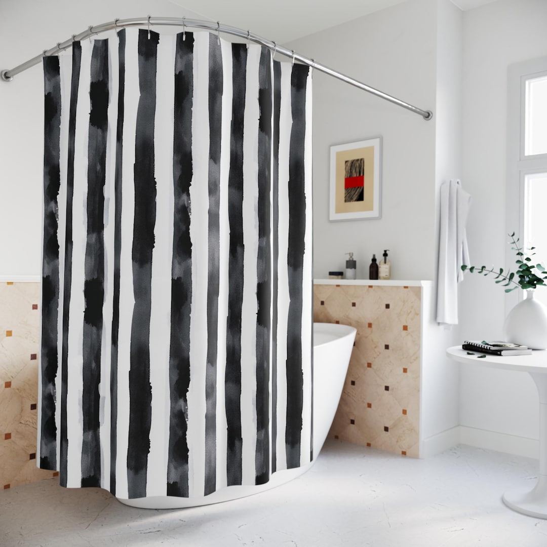 Black And White Stripes Shower Curtain