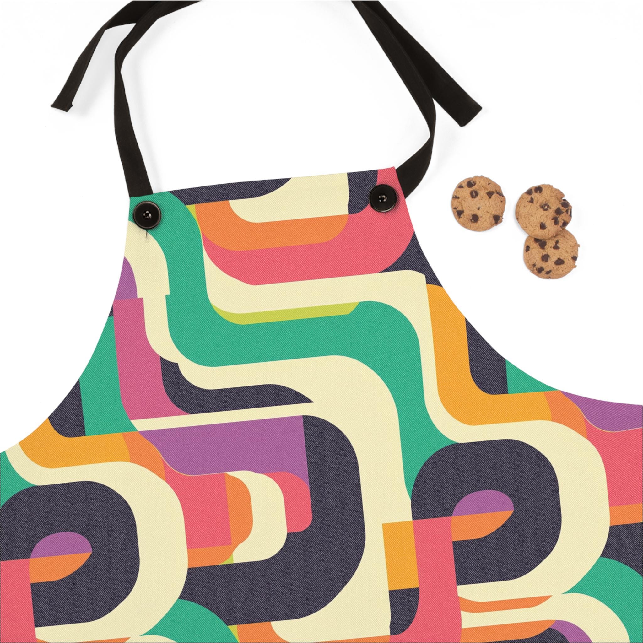 Retro Lines Apron, Pop Art Pattern Cooking Apron, Gift for Cook or ...
