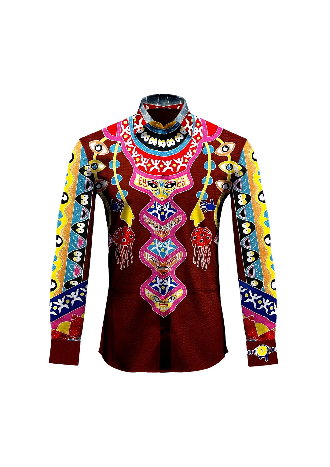 Psychedelic Shirt Hand-drawn Art Button up Shirt Hippie Shirt Trippy ...