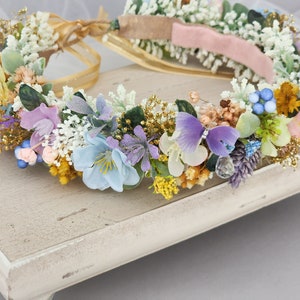 Rainbow Flower Crown, Wedding Hair Accessory, Purple Wildflower Halo ...