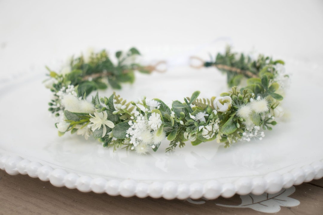 Meadow Greenery Flower Crown - Spring Wedding Crown, Bridal Hair Wreath ...