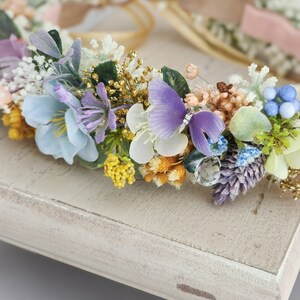 Rainbow Flower Crown, Wedding Hair Accessory, Purple Wildflower Halo ...