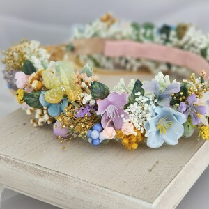 Rainbow Flower Crown, Wedding Hair Accessory, Purple Wildflower Halo ...