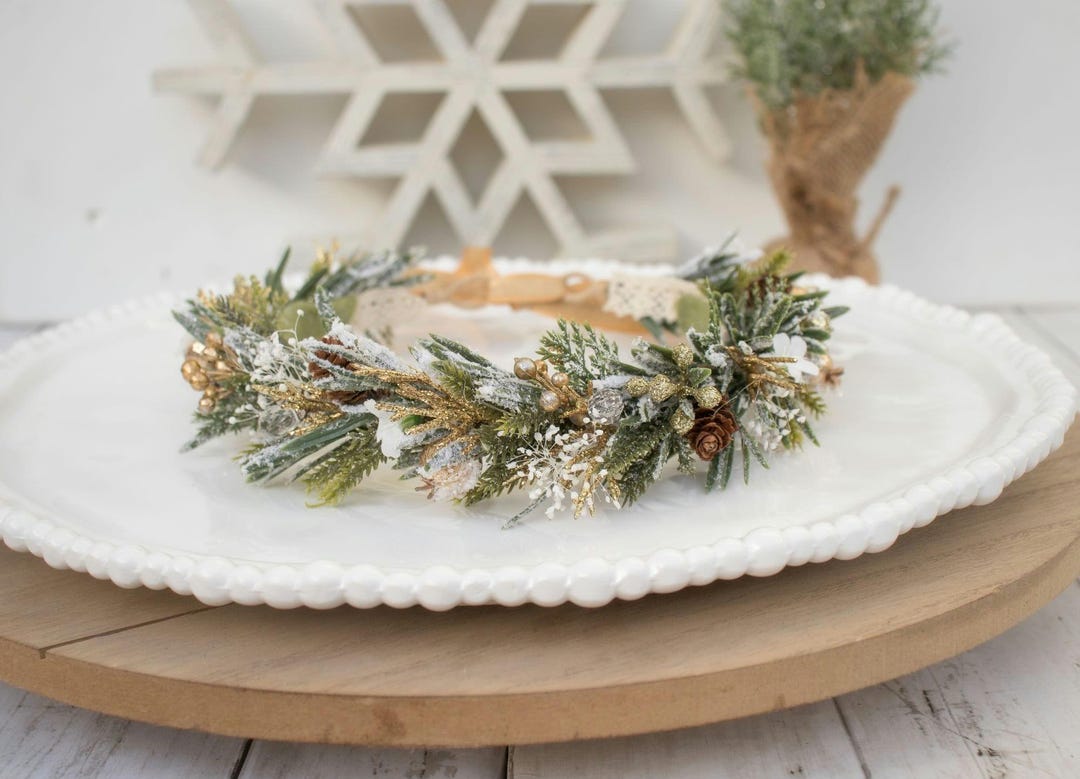 Winter Wonderland Christmas Holiday Winter Flower Crown - Full Halo ...