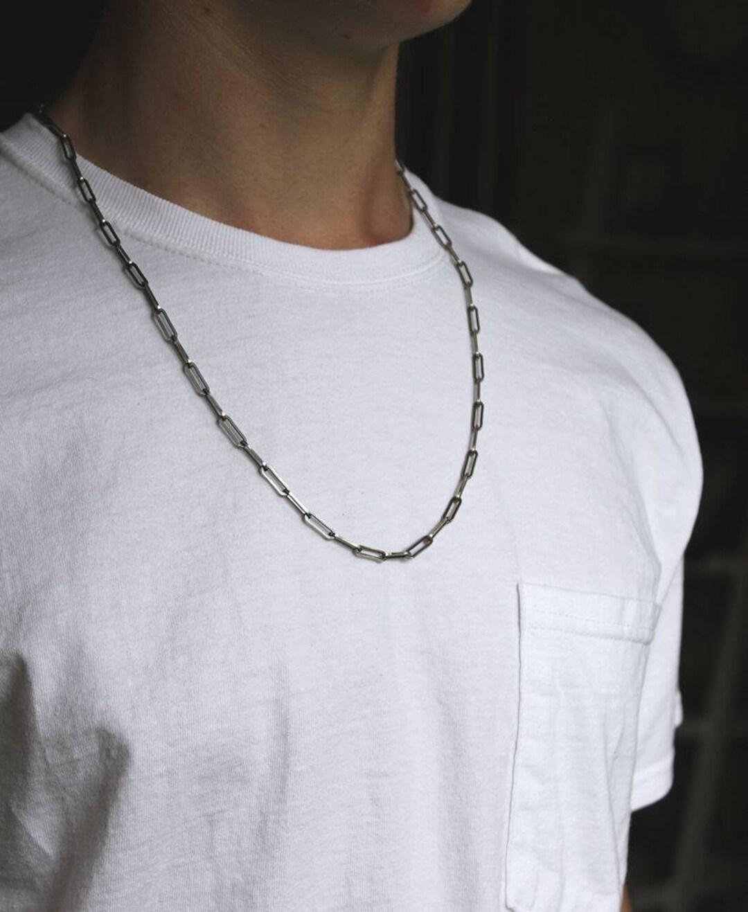 Mens Paperlink Chain Necklace Sterling Silver - Etsy