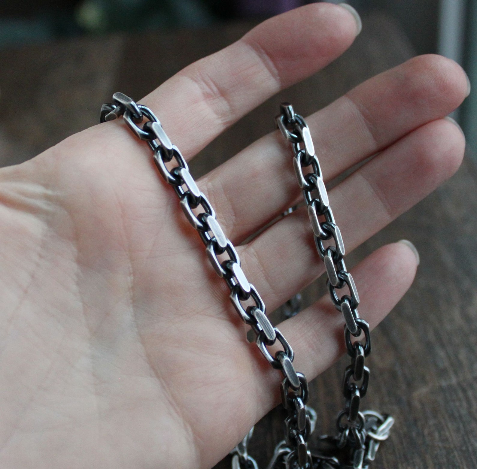 Mens Heavy Sterling Silver Chain Necklace | Etsy