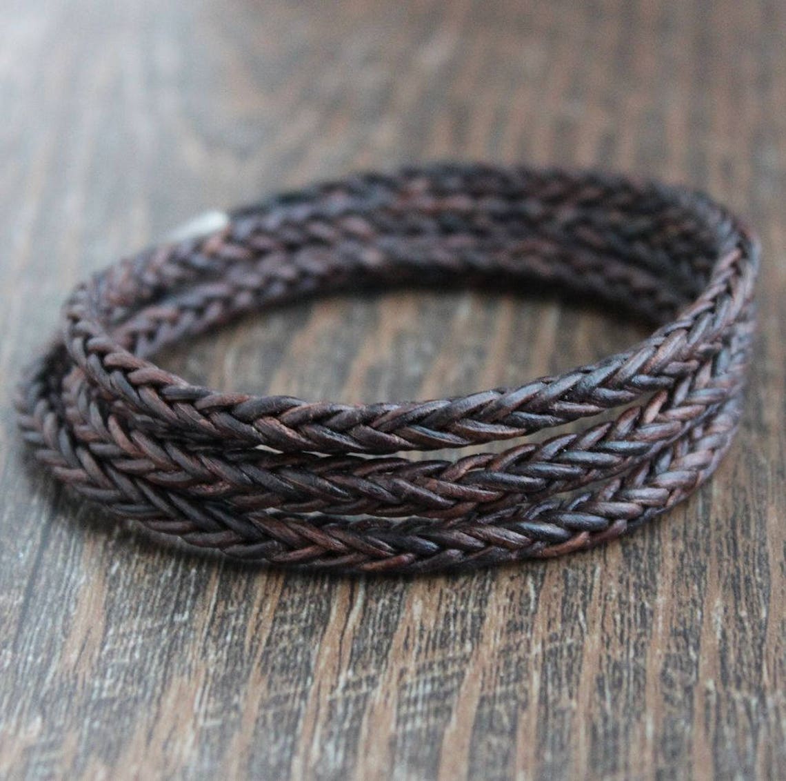 Mens Brown Leather Braid Wrap Bracelet Sterling Silver Clasp | Etsy