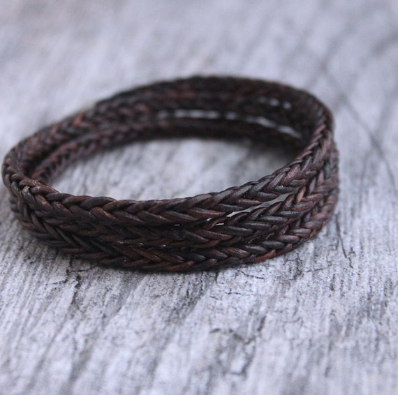 Mens Brown Leather Braid Wrap Bracelet Sterling Silver Clasp | Etsy