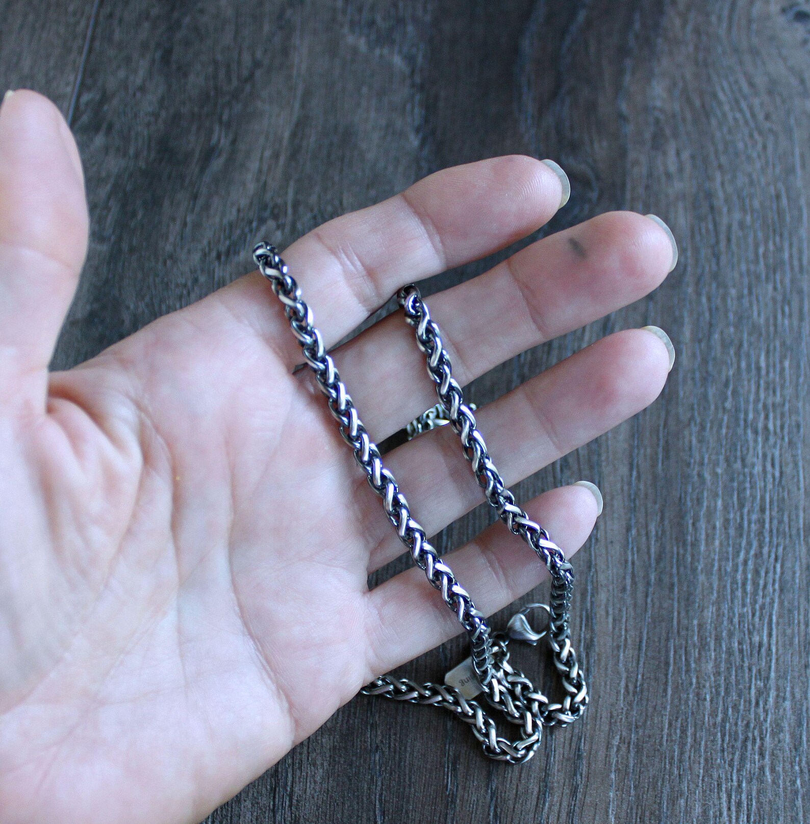 Mens 4mm Wheat Chain Necklace, Oxidized Sterling Silver - Etsy