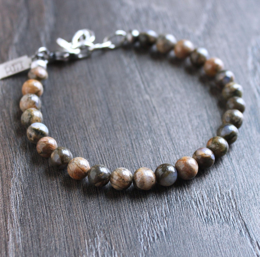 Men's Blue Riolita Gemstone Bead Bracelet, Adjustable - Etsy