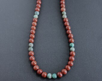 Mens Red Jasper Bead Necklace - Etsy