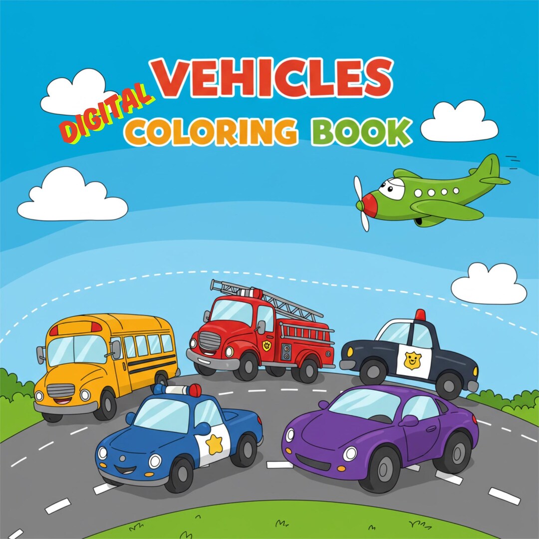 Vehicles : Digital Coloring Book | for Kids | Coloring Pages ...