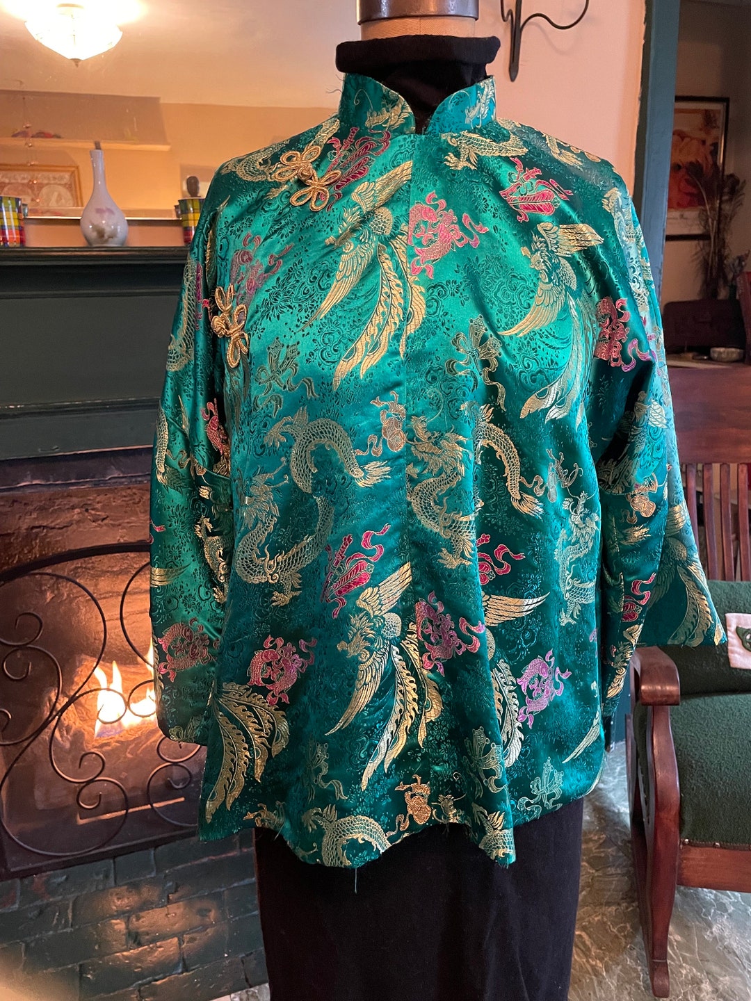 Vintage Emerald Green Chinese Jacket - Etsy