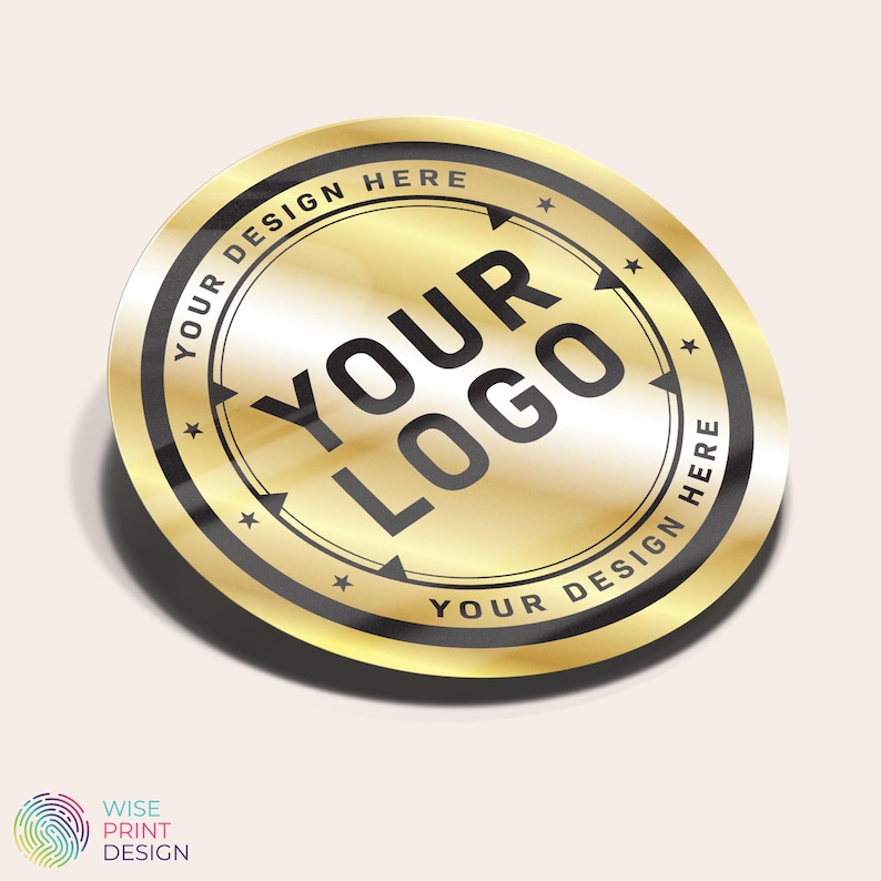 Custom Gold Metallic Logo Stickers: Die Cut, Waterproof - Etsy