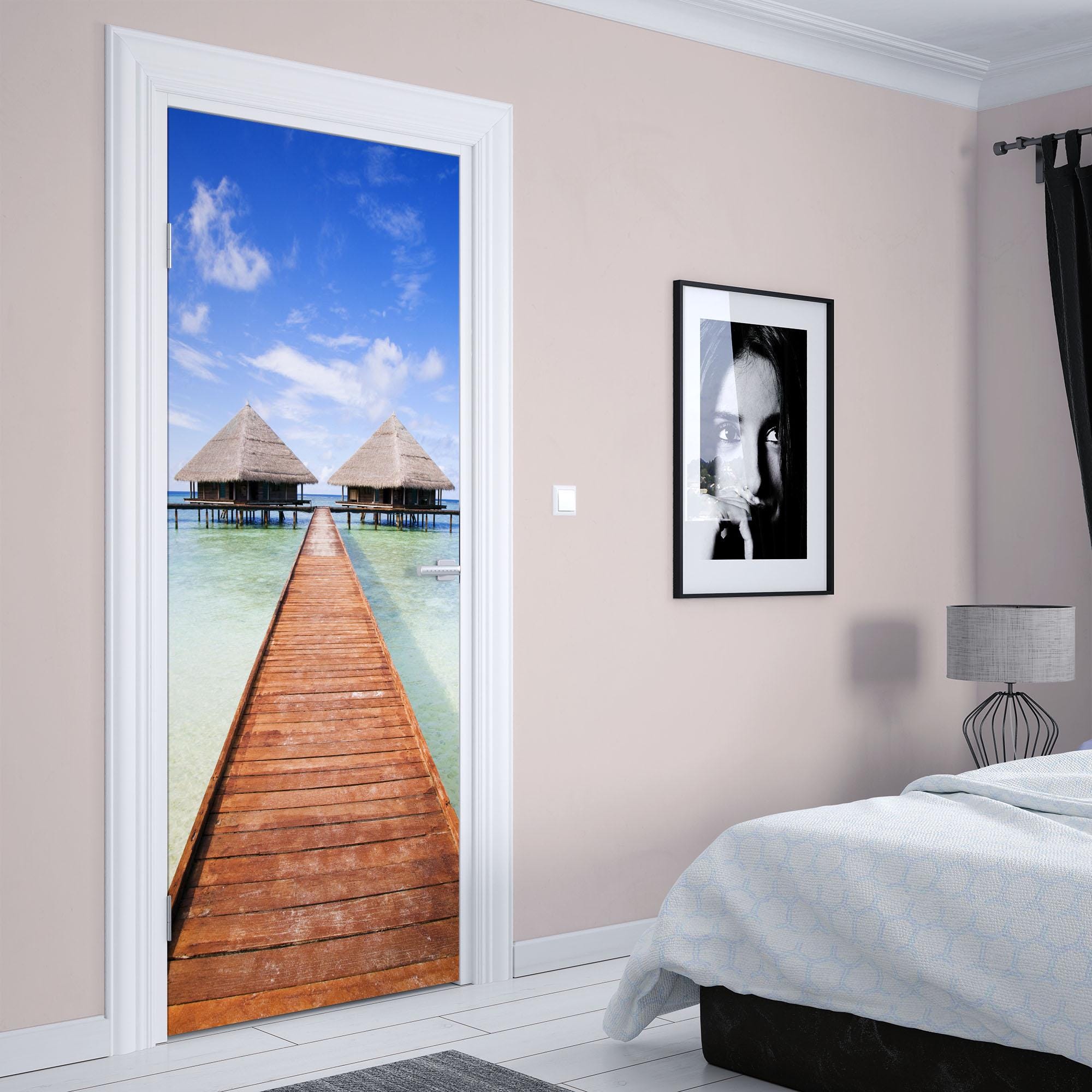 Tropical Resort Door Mural, Beach Door Decal Home Decor, Office Decor ...