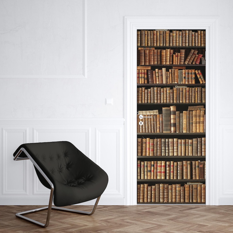 Old Bookshelf Door Mural, Book Lovers, Book Shelf, Door Decal, Reading ...