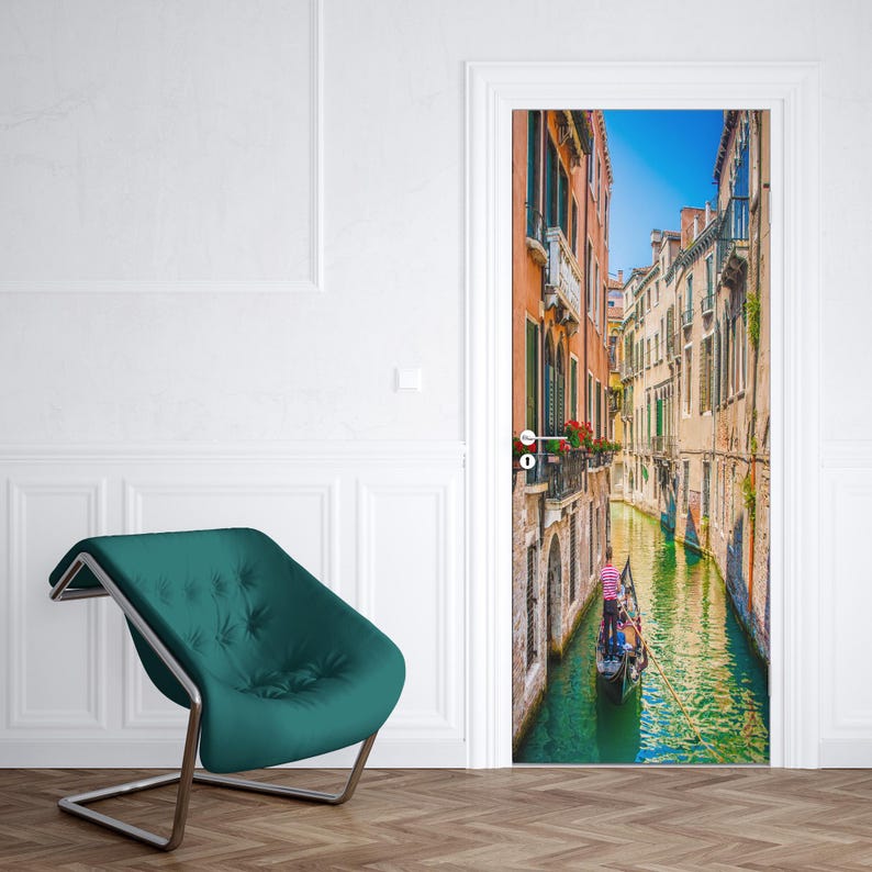Venice Canal Door Mural: 3D Gondola Wall Decal - Etsy