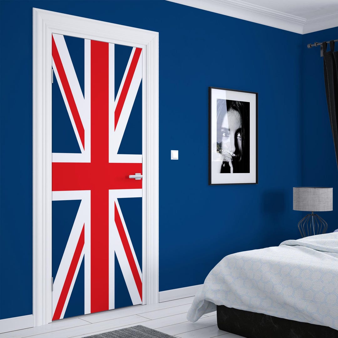 UK Flag Door Mural, Flag of England Door Decal, UK Wall Sticker, Home ...
