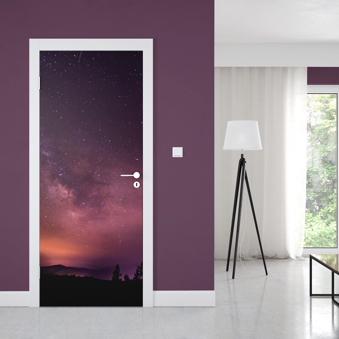 Purple Night Sky Door Mural: Self-adhesive Vinyl Decal - Etsy