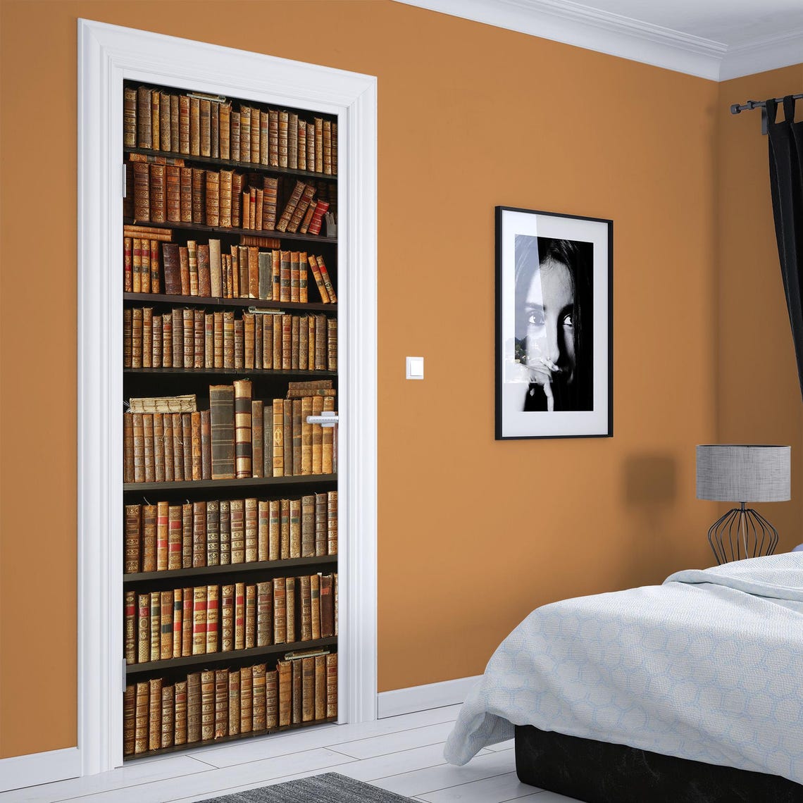 Old Bookshelf Door Mural, Book Lovers, Book Shelf, Door Decal, Reading ...