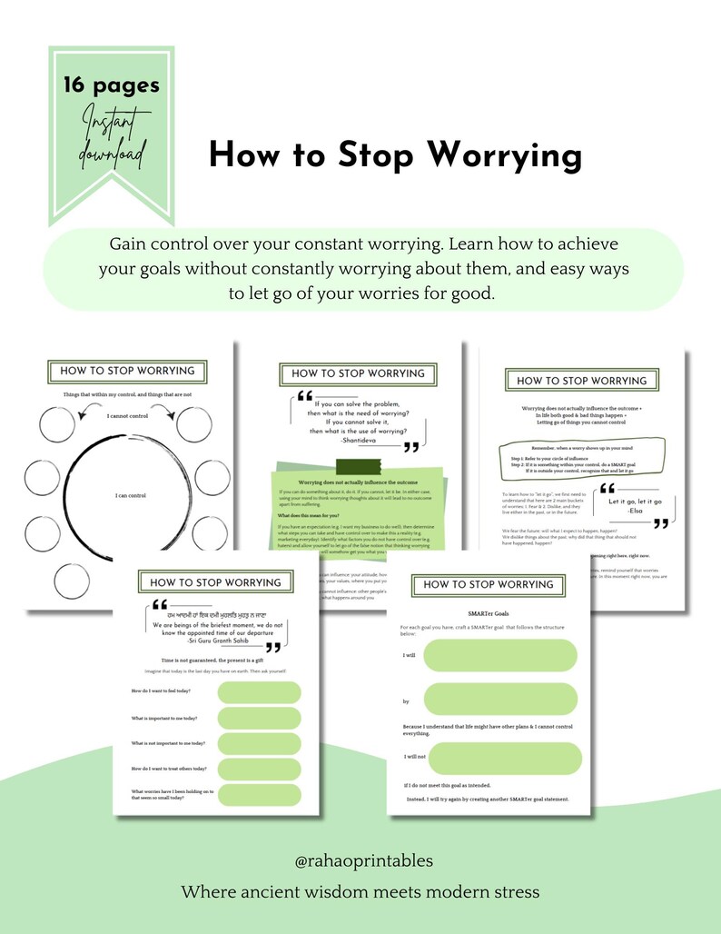 Stop Worrying Worksheet | 16 Pages | Anxiety | Overthinking Help ...