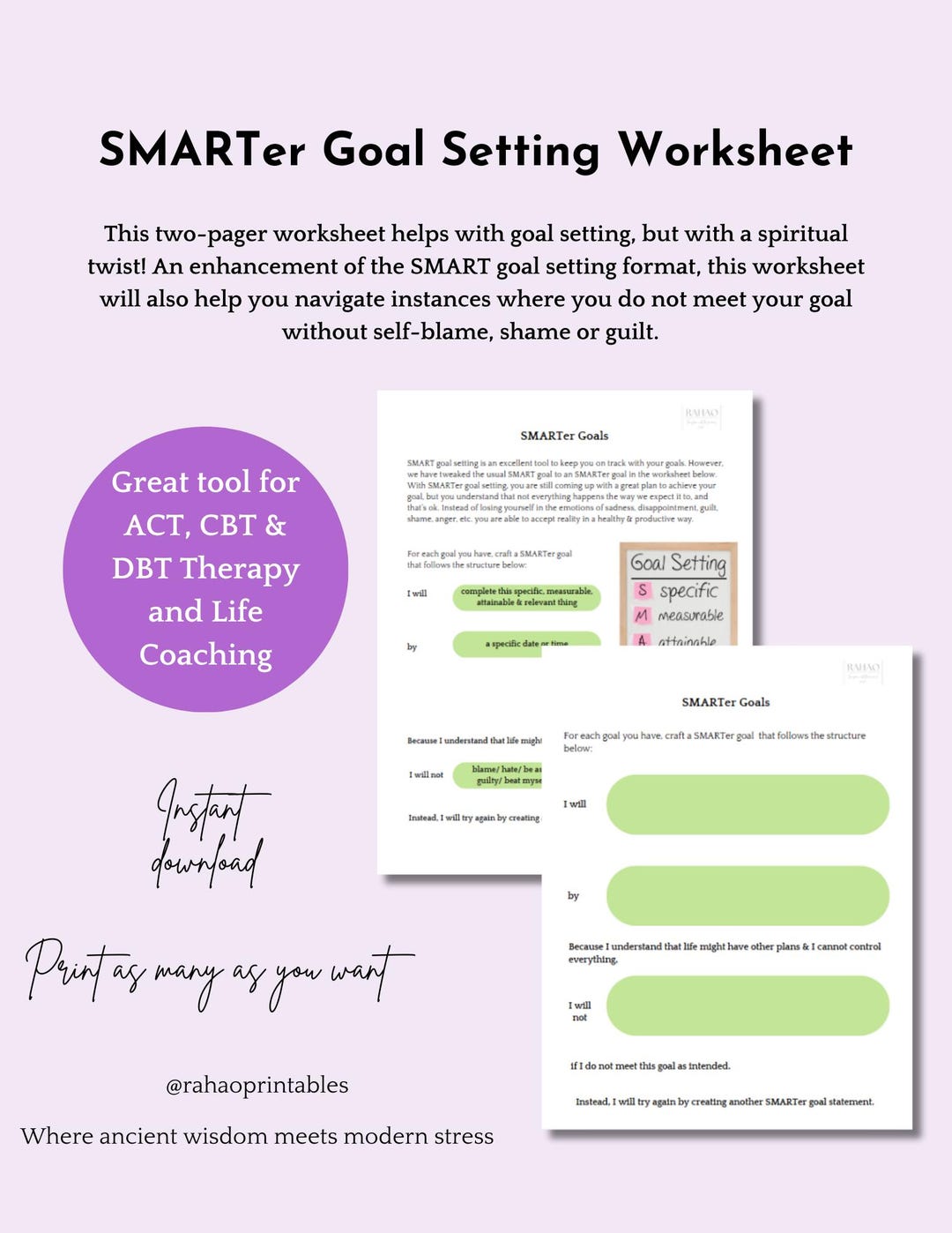 SMART Goal Setting, Planning Worksheet, Smarter Goal Setting, Therapy ...