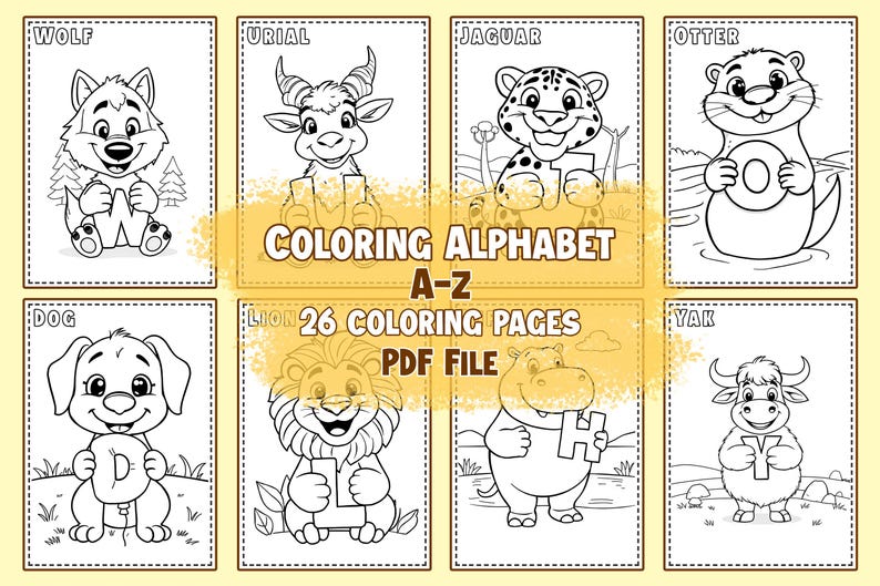 Funny Animals Coloring Pages. Color and Learn. by Edercoloring - Etsy
