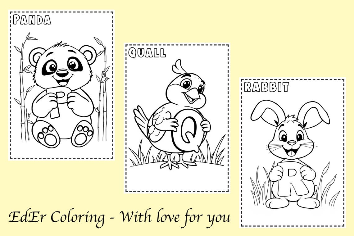 Funny Animals Coloring Pages. Color and Learn. by Edercoloring - Etsy