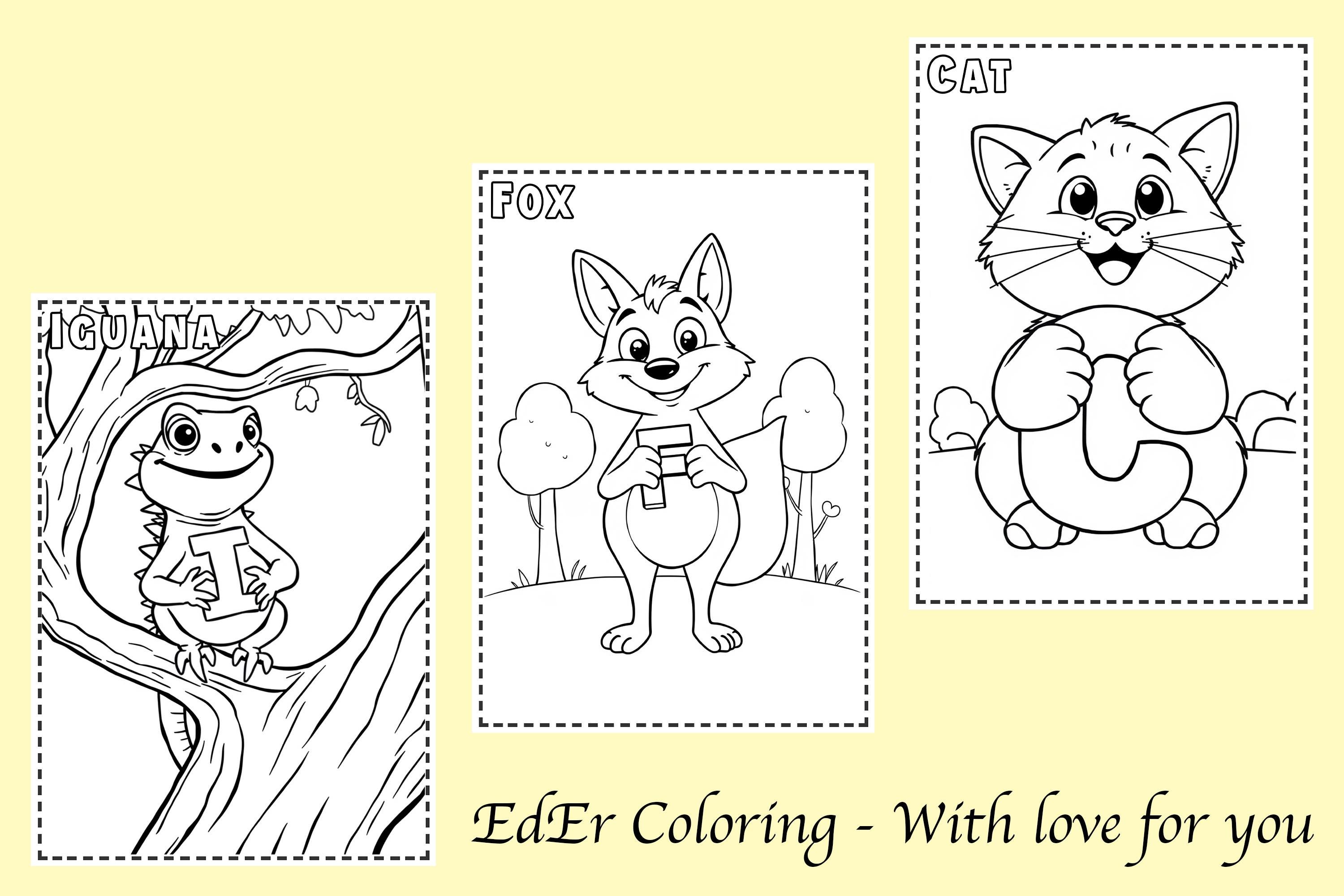 Funny Animals Coloring Pages. Color and Learn. by Edercoloring - Etsy