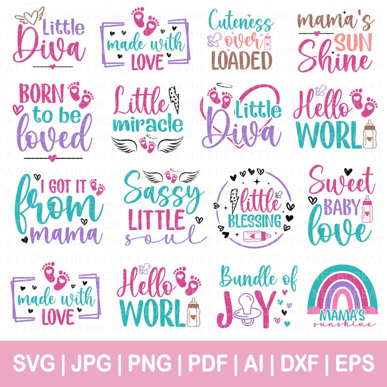 Baby Girl Svg Bundle, Newborn Little Girl Svg, Baby Girl Shirt Svg ...