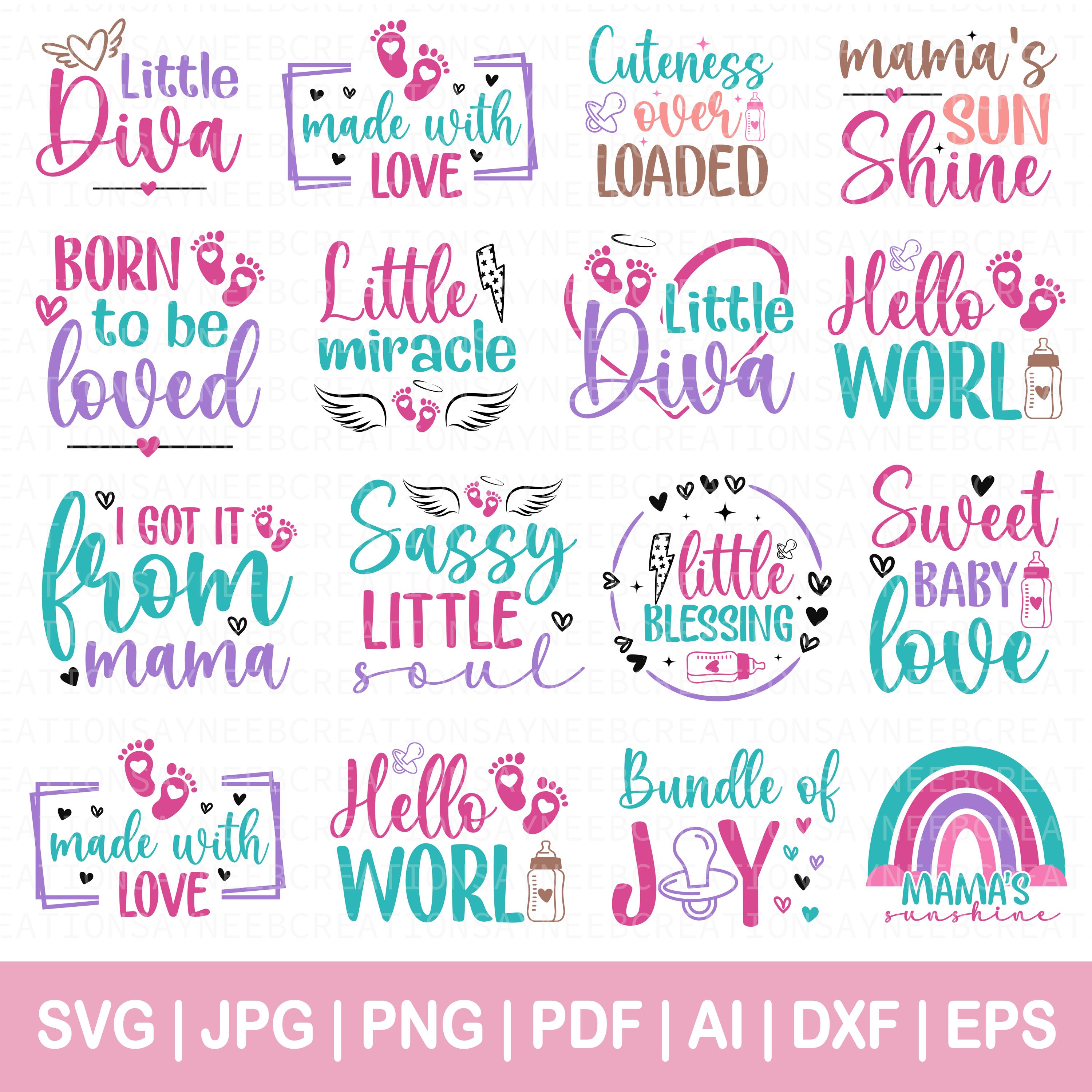 Baby Girl Svg Bundle, Newborn Little Girl Svg, Baby Girl Shirt Svg ...