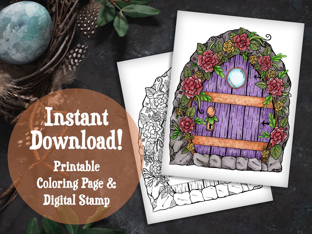 Enchanted Fairy Door - Printable Coloring Page & Digital Stamp Set ...