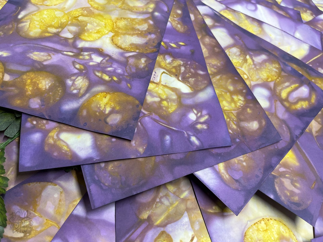 Eco Printed and Hand Dyed Paper Packs Purple & Gold Made With Silver ...