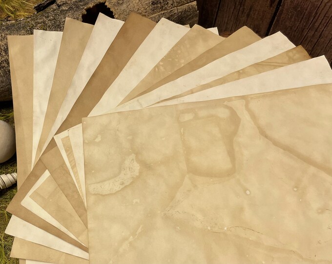 Coffee Dyed and Tea Stained Paper Packs | Aged Paper | Hand Dyed Paper ...