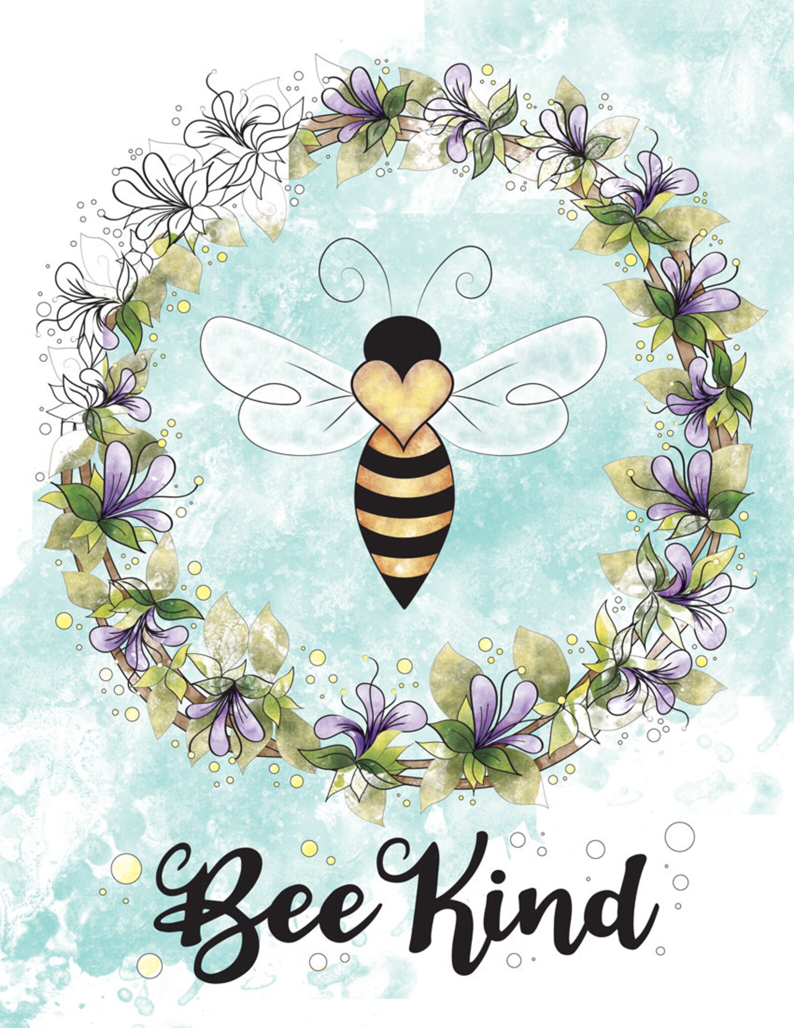 Bee Kind Printable Coloring Page Digital Stamp Bee in - Etsy