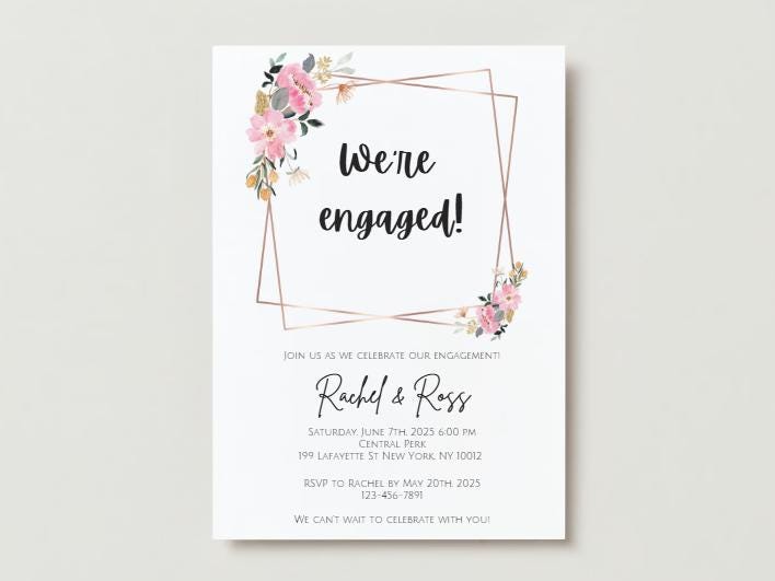 Editable Engagement Party Invitation Floral Template | Digital Download ...