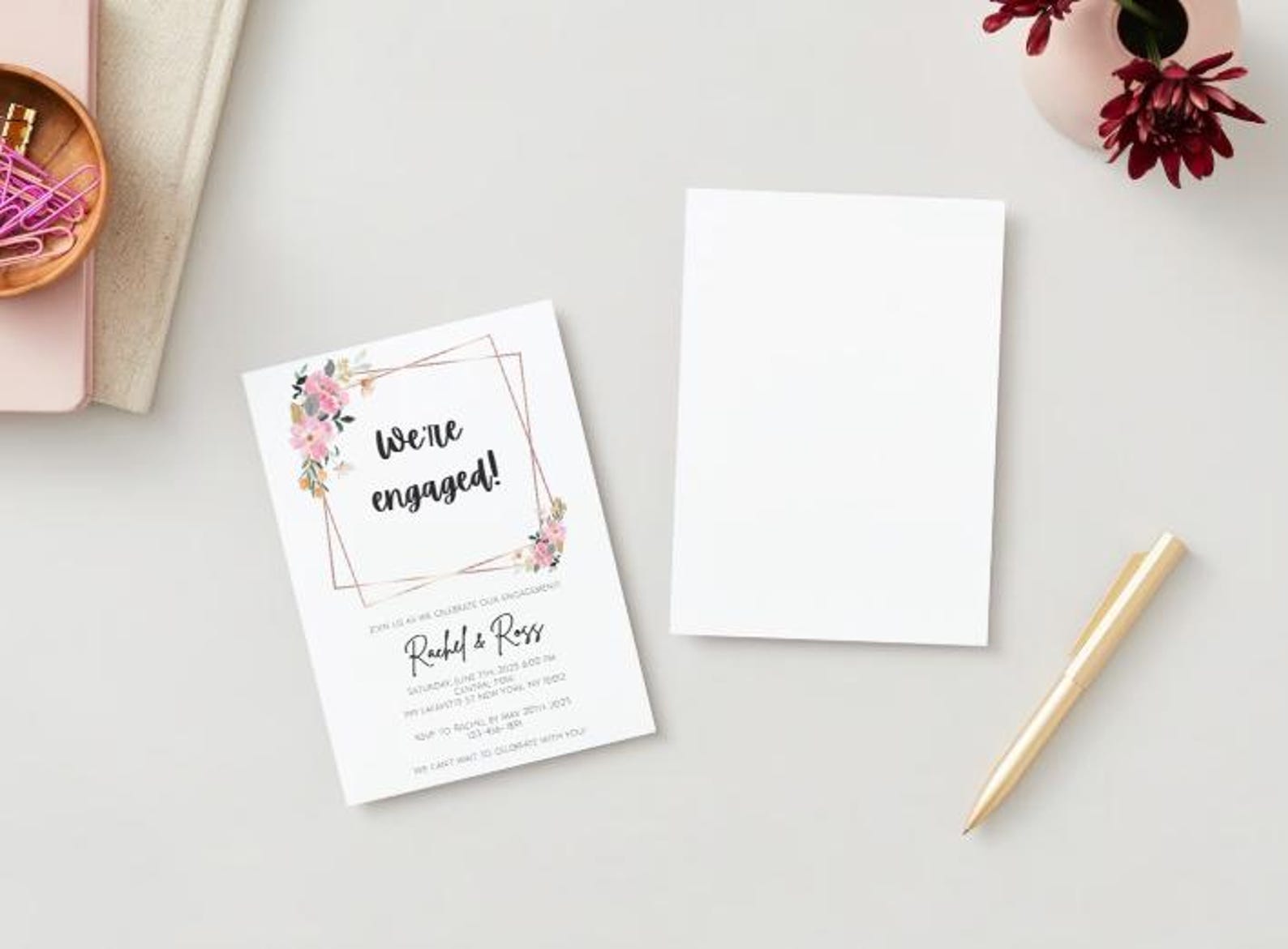 Editable Engagement Party Invitation Floral Template | Digital Download ...