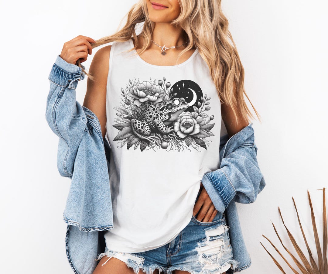 Mystical Frog Tank Top, Psychedelic Toad Design, Celestial Frog Top ...