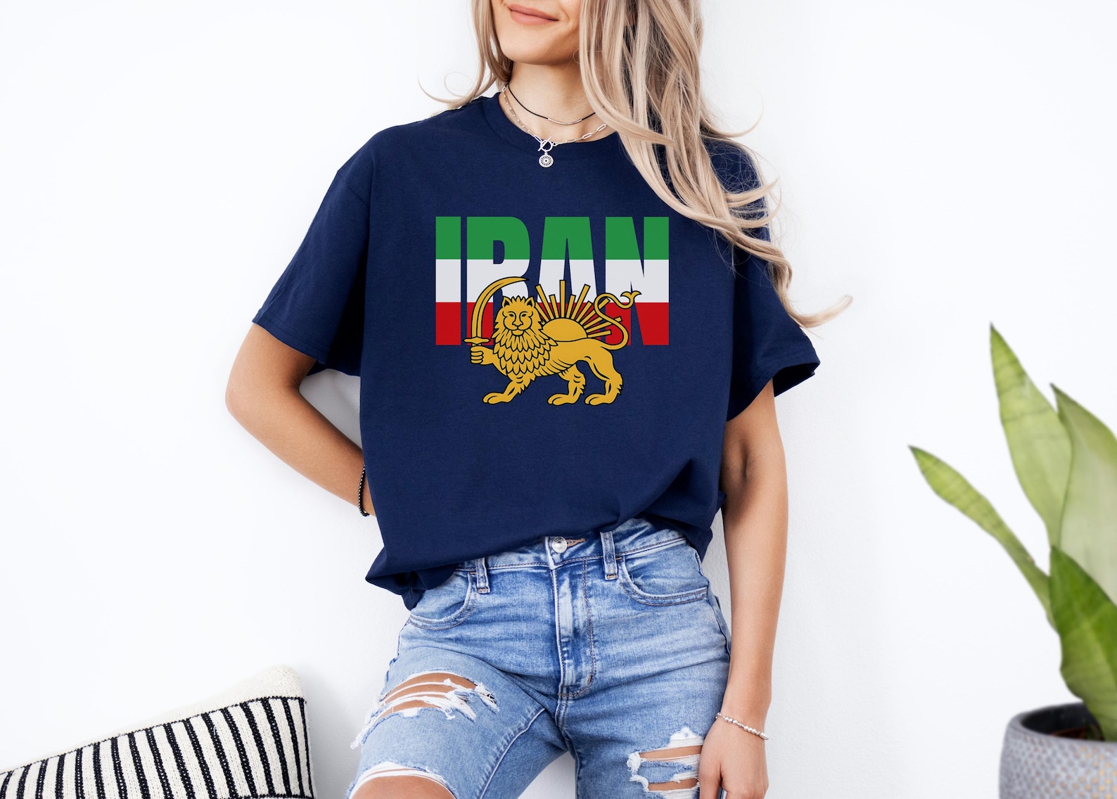 Iran Flag T-shirt, Persian Lion and Sun Graphic Tee, Shir-o-khorshid ...